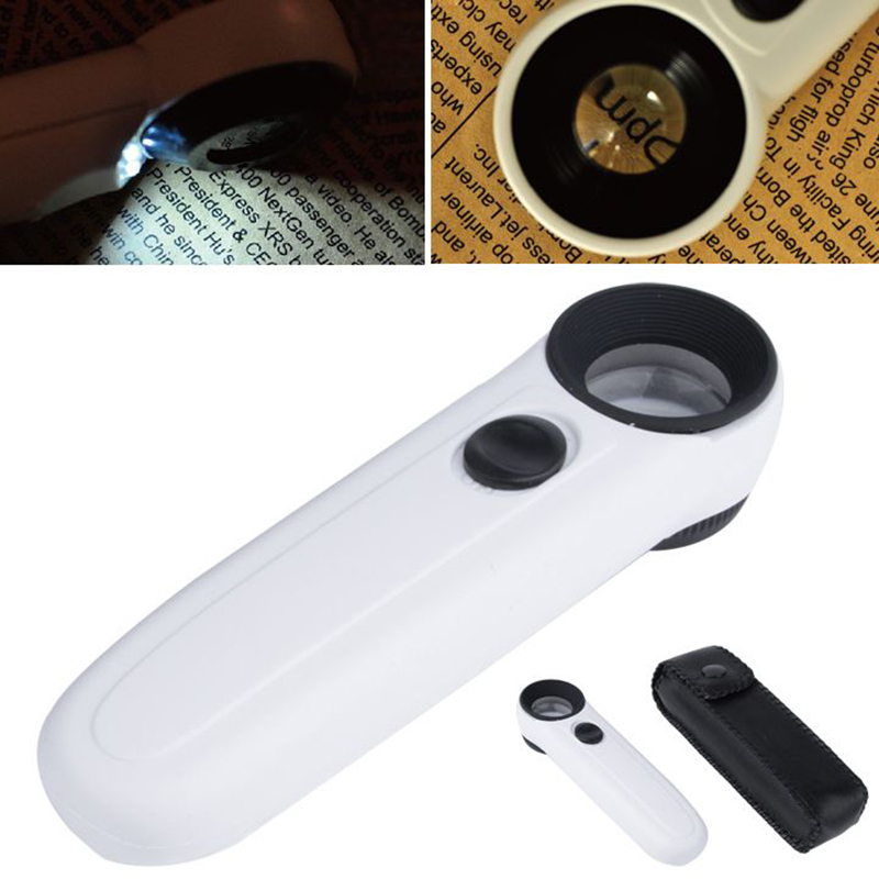 High Power 40x Lighted Magnifying Glass Hand Held Magnifier With LED 
