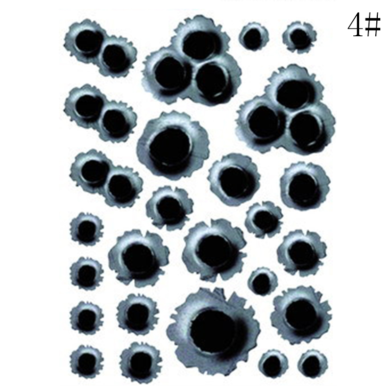 3D Funny Bullet Hole Pattern Car Decals Motorcycle Scratch Car Stickers ...