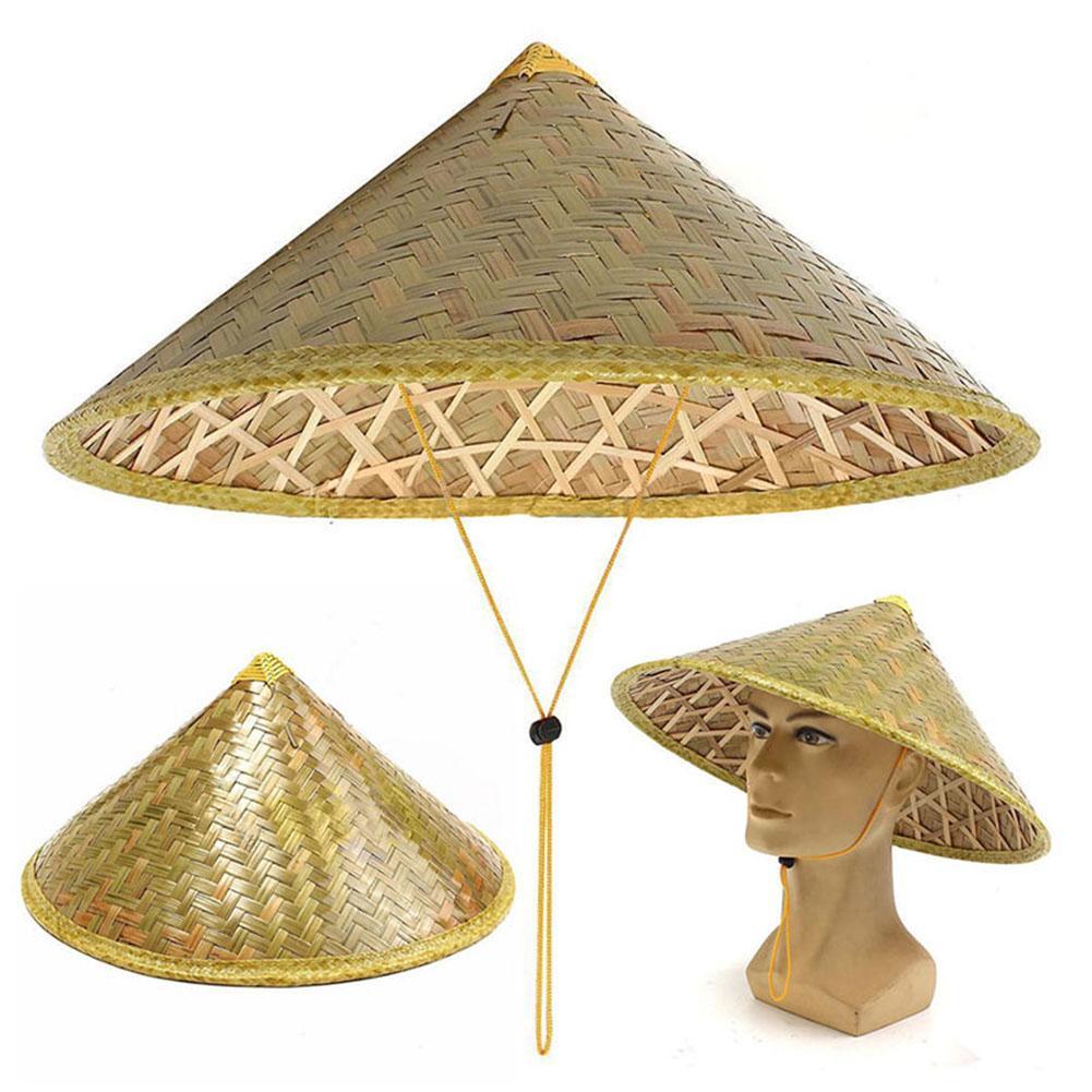 Oriental Vietnamese Chinese Asian Straw Cone Shaped Fishing Rice Bamboo ...