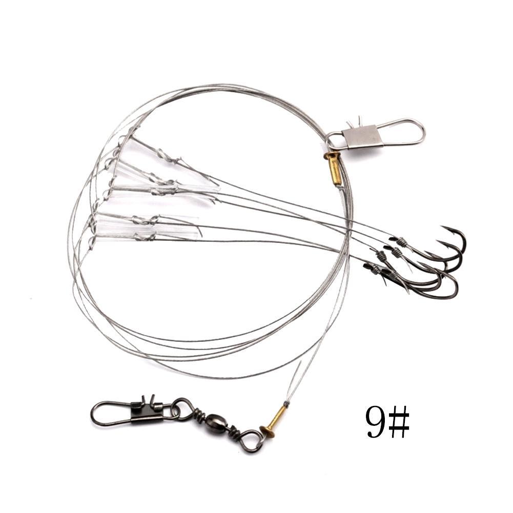 Buy 1 Bag Lot Stainless Steel Fishing Rigs Wire Leader 5 String Hook ...